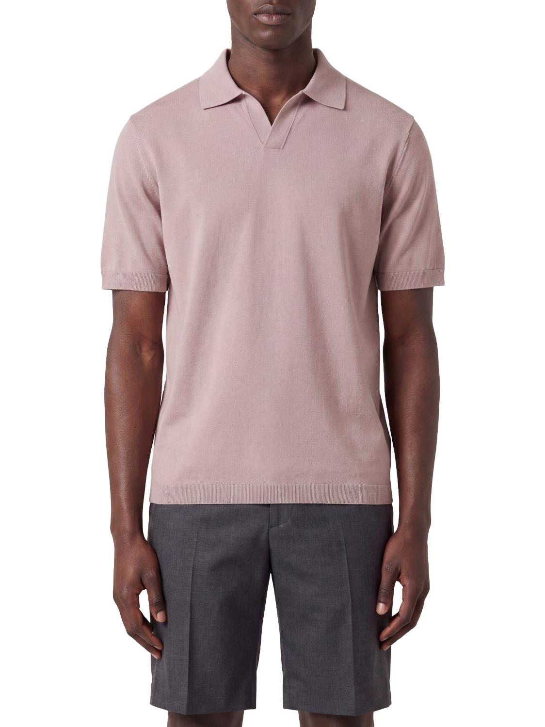 HERNO short-sleeved polo shirt in cotton with classic collar and v-neck